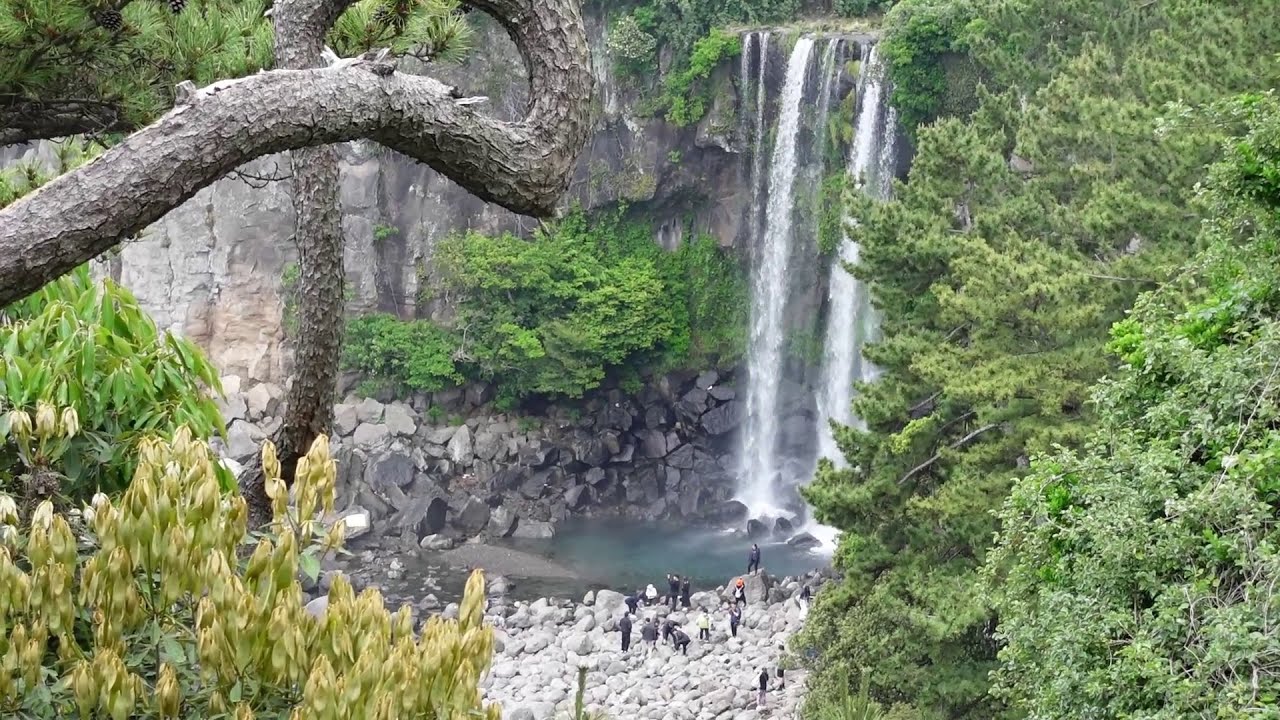 South Korea, Jeju Island, Seogwipo-si, Jeongbang Waterfall, Socheonji ...