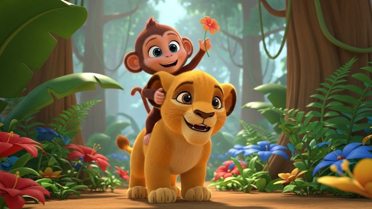 Little Monkey & Lion Jungle Buddies 🐵🦁 | Fun Jungle Adventure Cartoon ...
