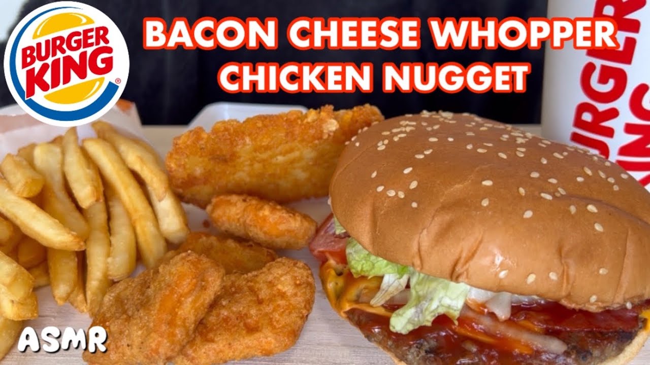 ASMR BURGER KING BACON CHEESE WHOPPER MEAL HASH BROWNS｜버거킹バーガーキング,ベーコン ...