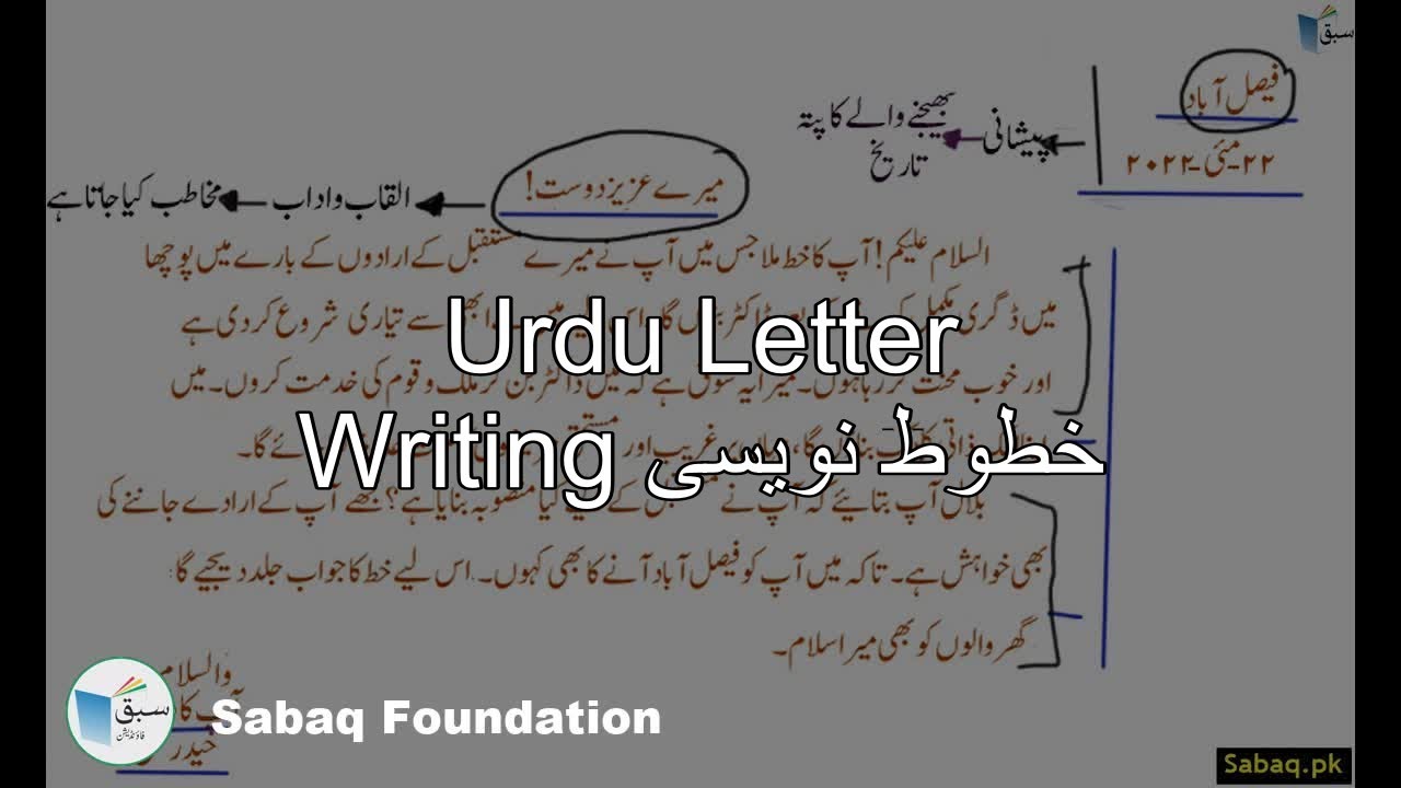Urdu Letter Writing خطوط نویسی Lecture Sabaqpk Youtube