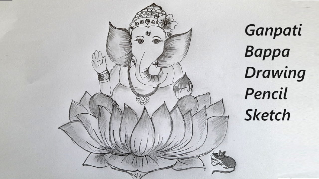Ganesha drawing pencil sketch step by step | Freehand sketch Ganpati ...