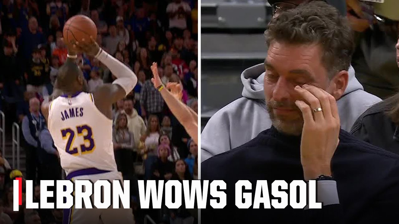 Pau Gasol COULD NOT BELIEVE this LeBron James fadeaway 🥶 - YouTube