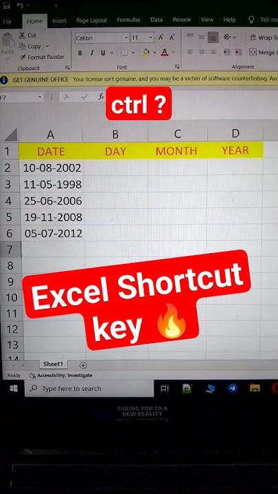 Excel Shortcut Key π₯ Viral Shorts Exceltech Lewm 6 Youtube