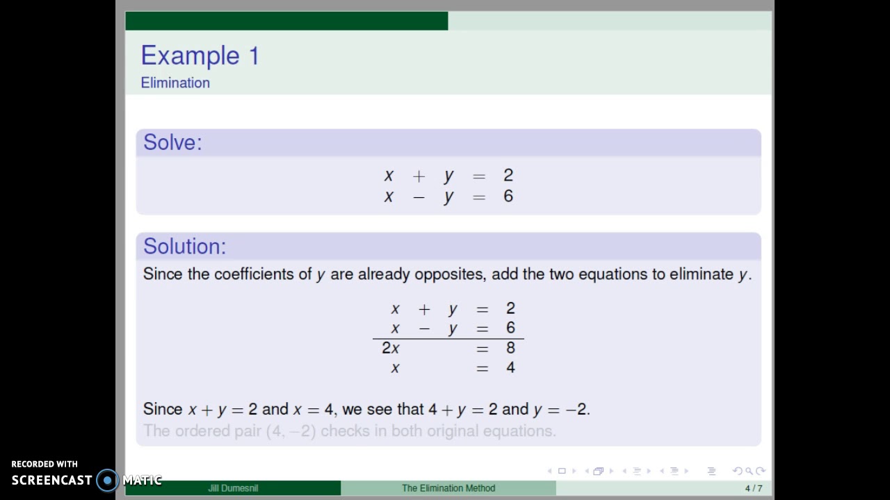 The Elimination Method for Solving Linear Systems - YouTube
