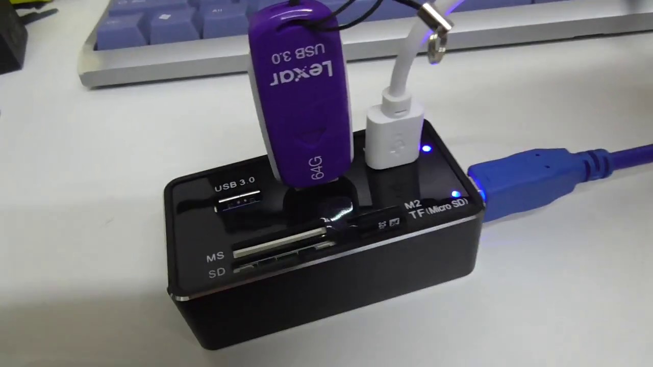 USB 3.0 Hub & Card Reader (SD,TF,MS,M2) - YouTube