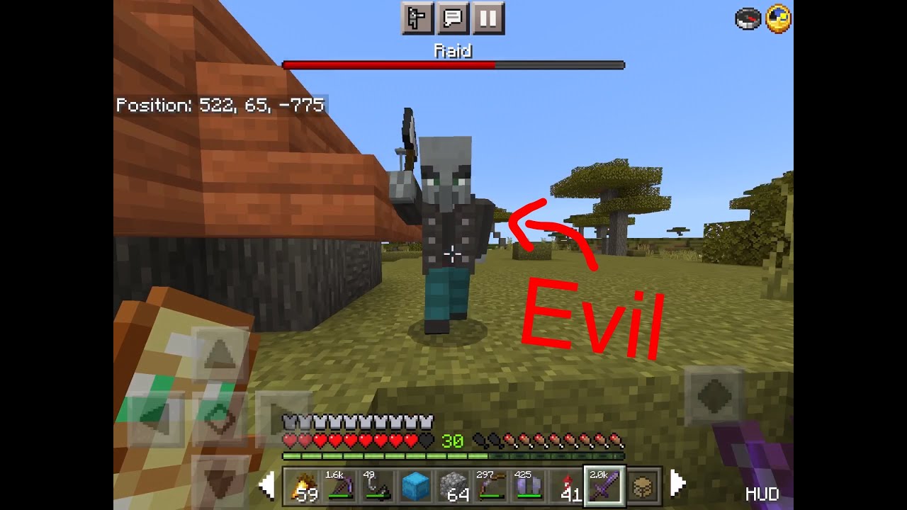 Defeating a raid in Minecraft PE 100% survival - YouTube