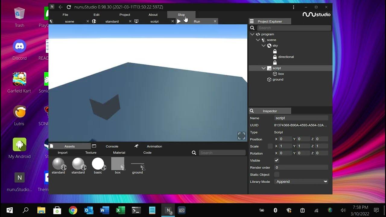 Working on learning NunuStudio 3D game engine(WebGL) - YouTube