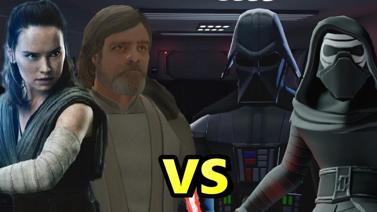 Luke Skywalker and Rey vs Kylo Ren and Darth Vader - Starkiller Base ...