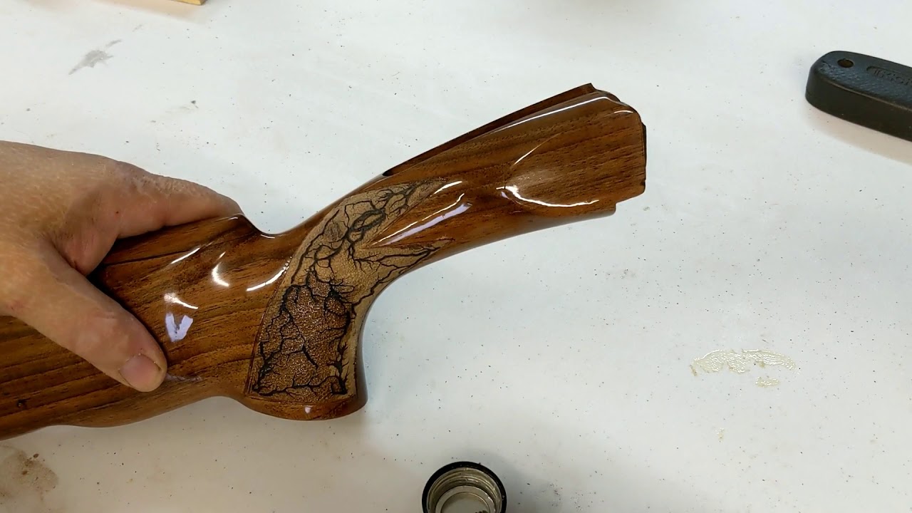 Stock Finishing, Applying Finish to Stippling - YouTube