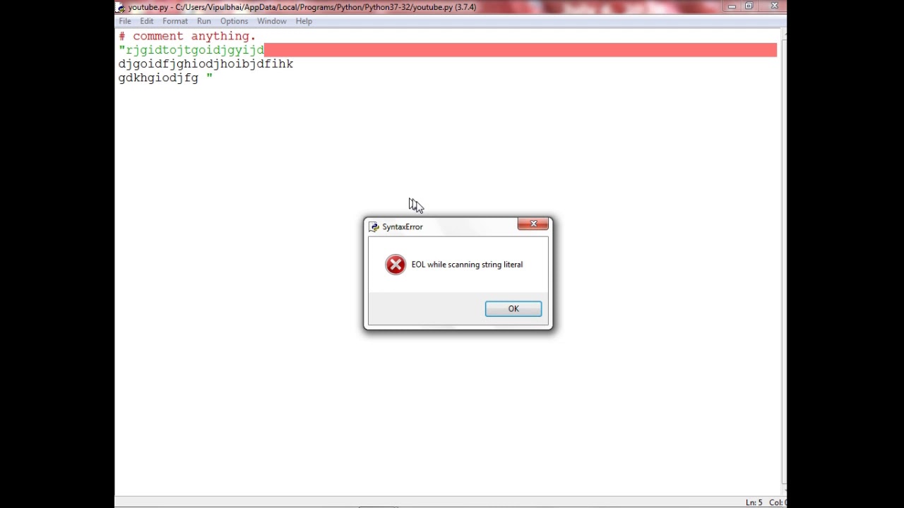 Comment And Variable In Python 1 Youtube