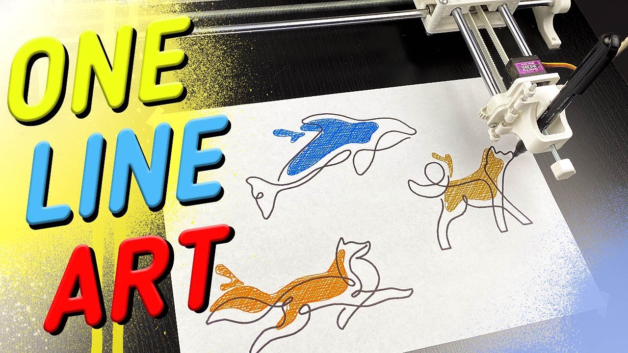 One Line Art Color by CNC machine draws - YouTube