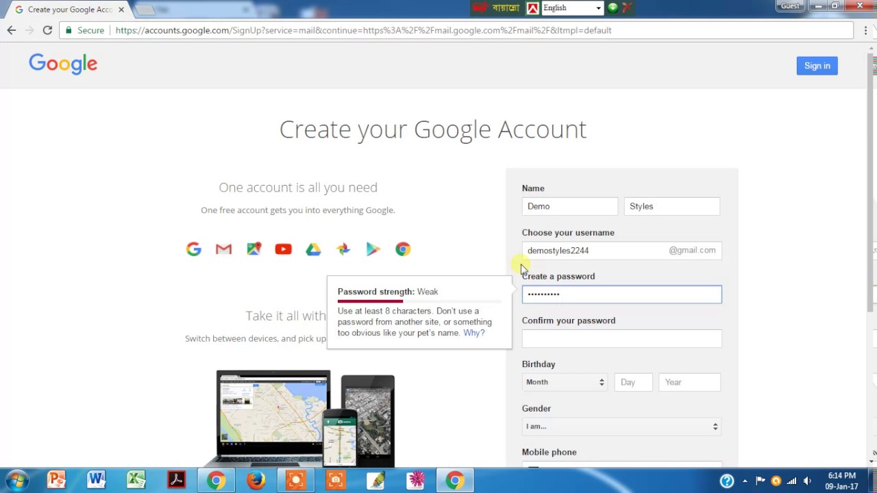 How to create a gmail account very short time 2017 - YouTube