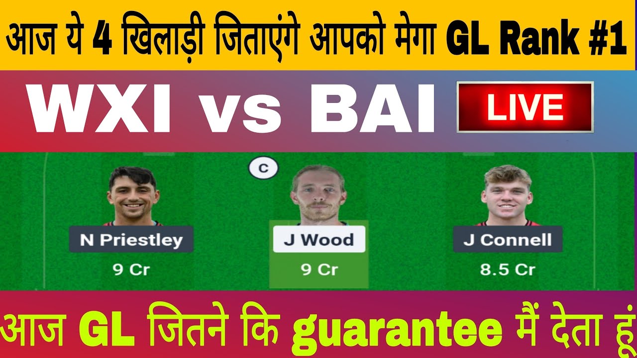 🔴Live | WXI vs BAI Dream11 Prediction | WXI vs BAI | WXI vs BAI T10 ...