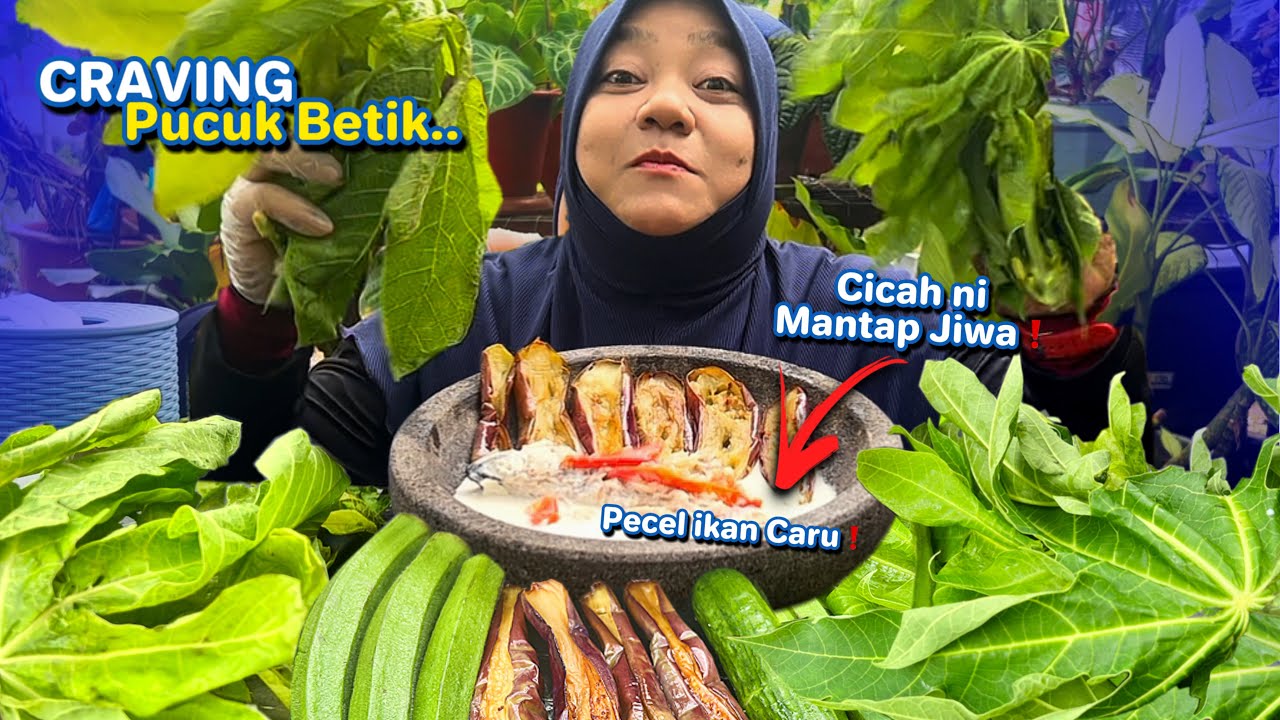 MUKBANG PUCUK BETIK + BATANG BETIK SEDAP DIULAM MENTAH ‼️PECEL IKAN ...