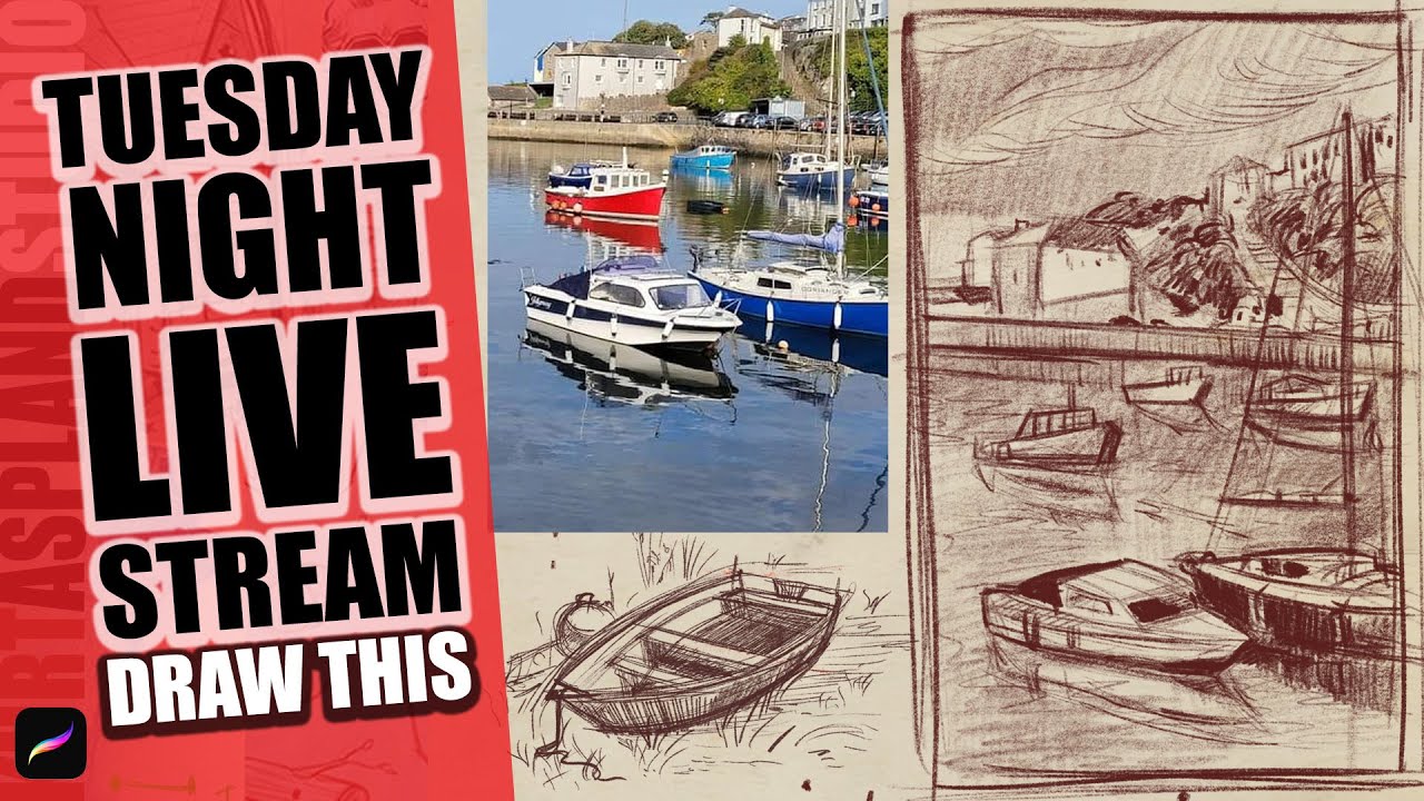 Learn how to draw the old boat harbor of Brixham Harbor, UK using ...