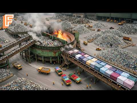 How Recycled Polyester Is Made From Plastic Bottles Inside Industrial Recycling Plant