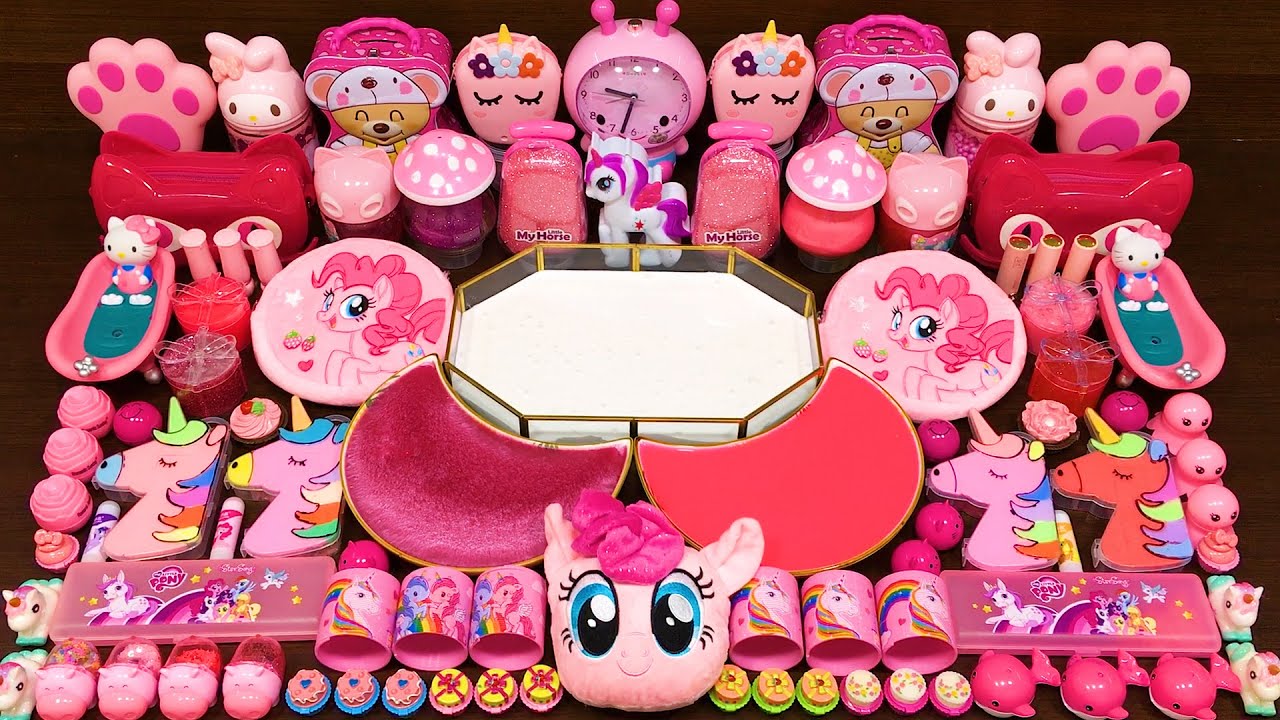PINK PONY Slime ! Mixing Random Things into GLOSSY Slime ! Satisfying ...