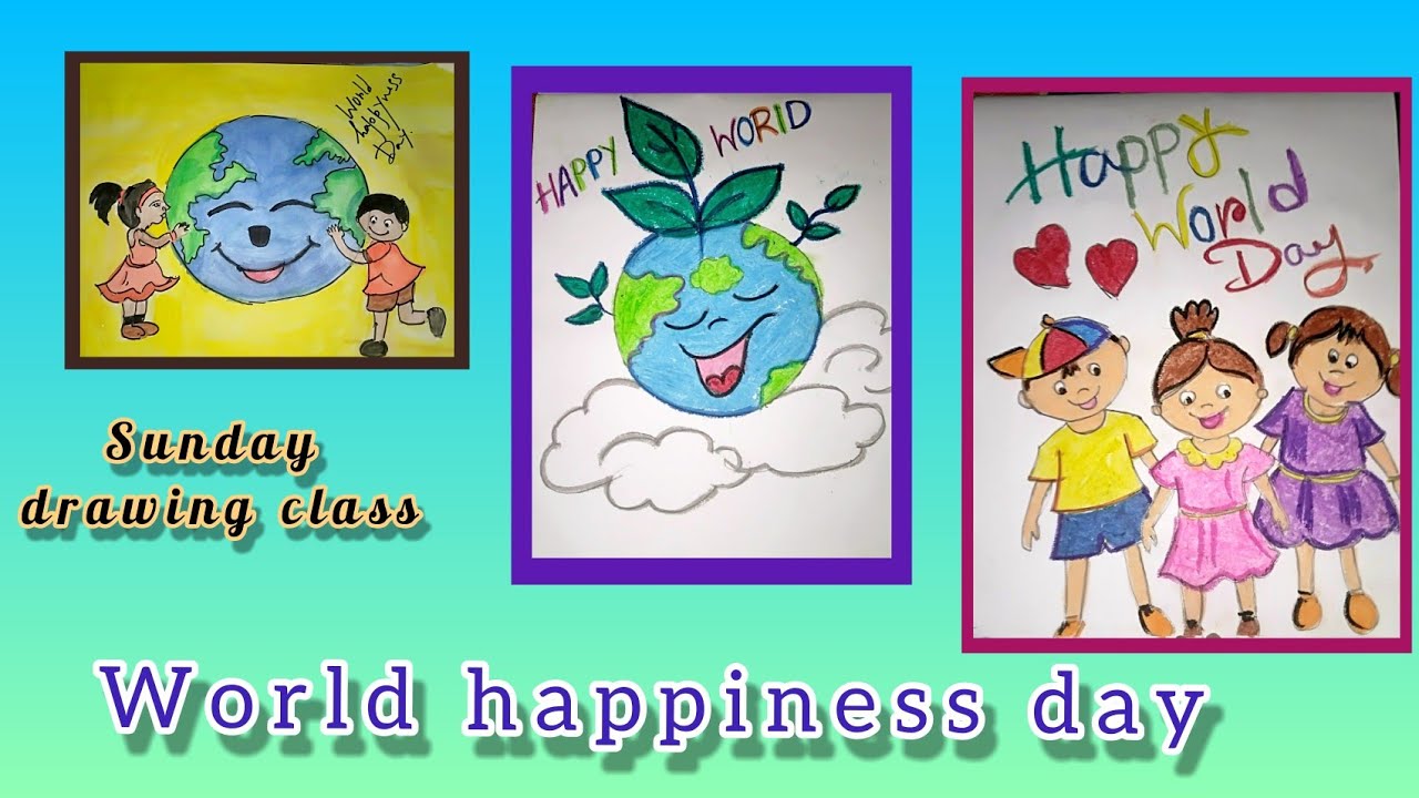 world happiness day drawing ।। drawing class ।। happy world drawing ...