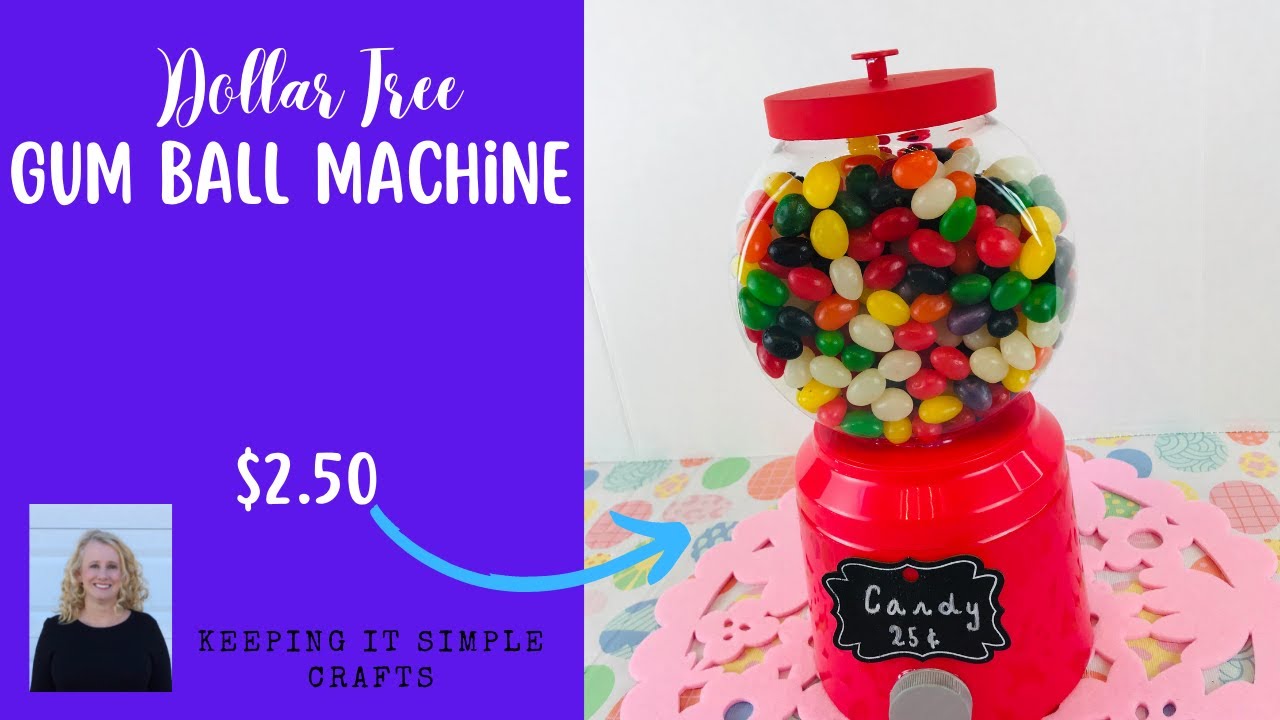 DOLLAR TREE DIY HOMEMADE GUM BALL MACHINE CANDY JAR - YouTube