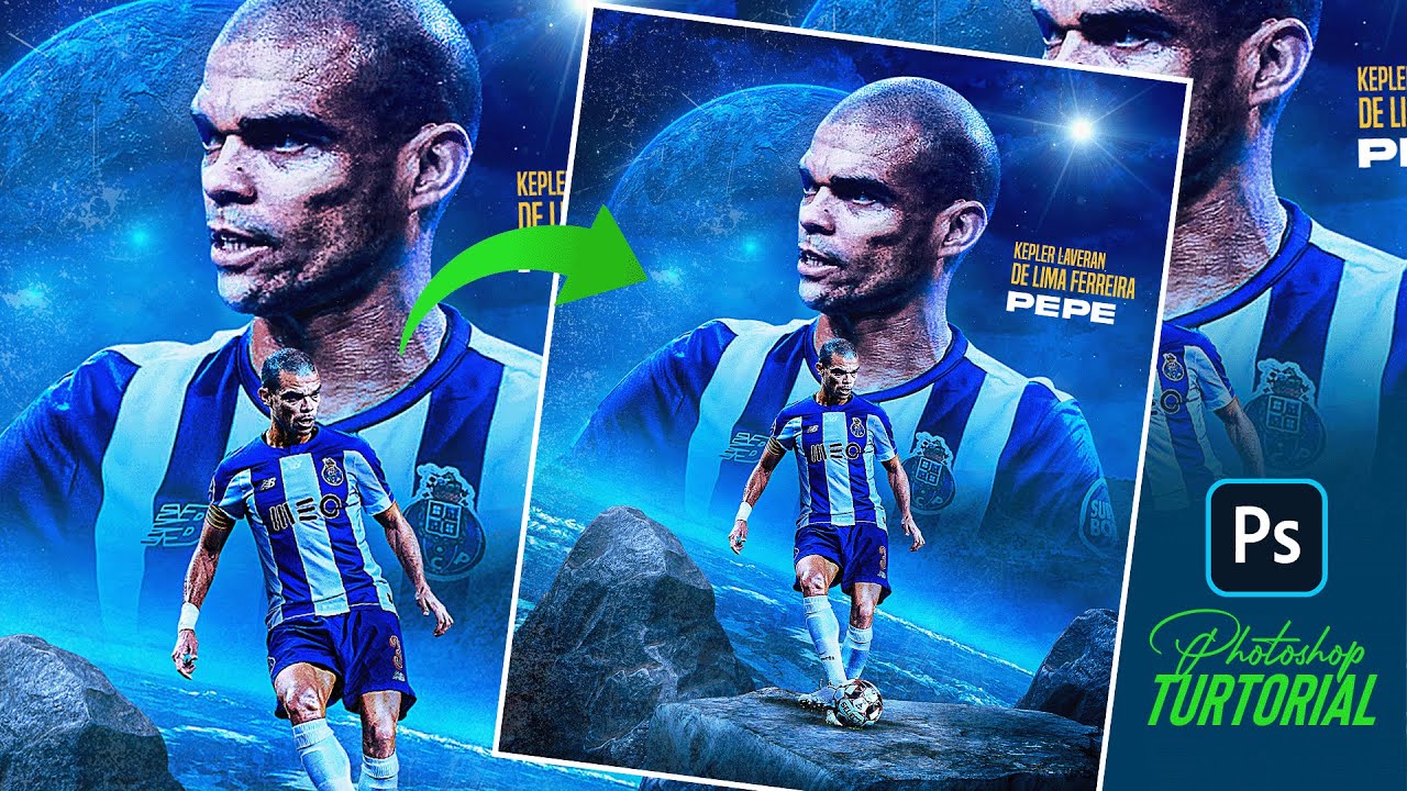 FREE PSD photoshop tutorial: Matchday Poster PEPE speed art - YouTube