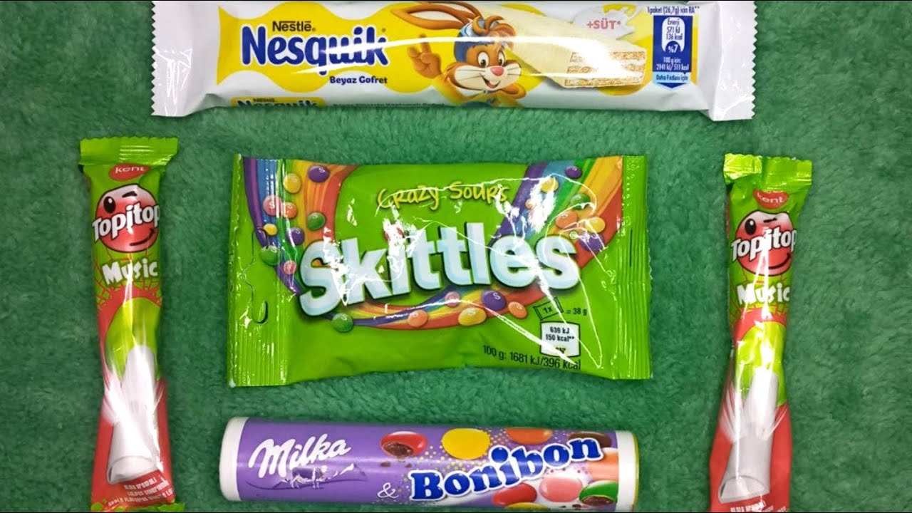 White, Green and Purple. Unpacking Skittles & BoniBon. ASMR - YouTube