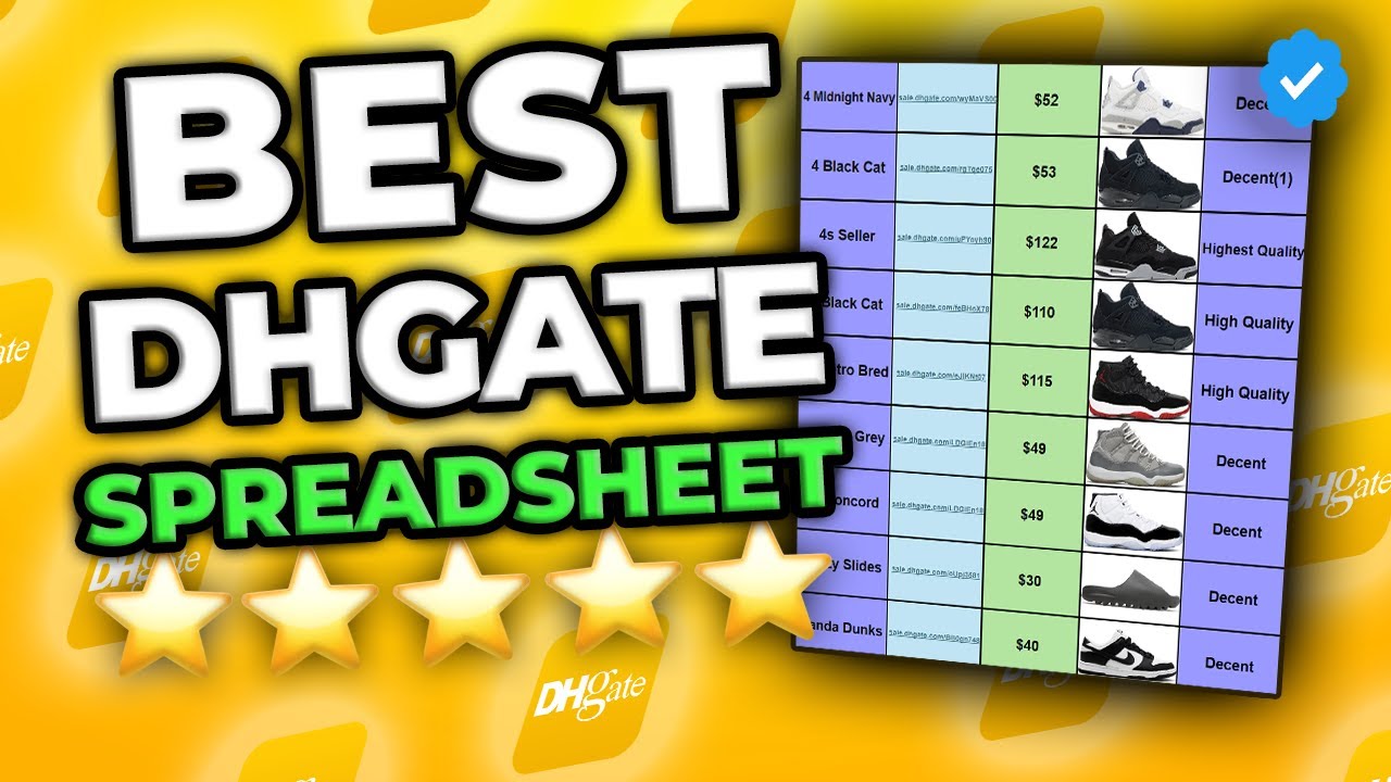 *NEW* BEST DHGATE SPREADSHEET OF 2024 (TRUSTED SELLERS) - YouTube