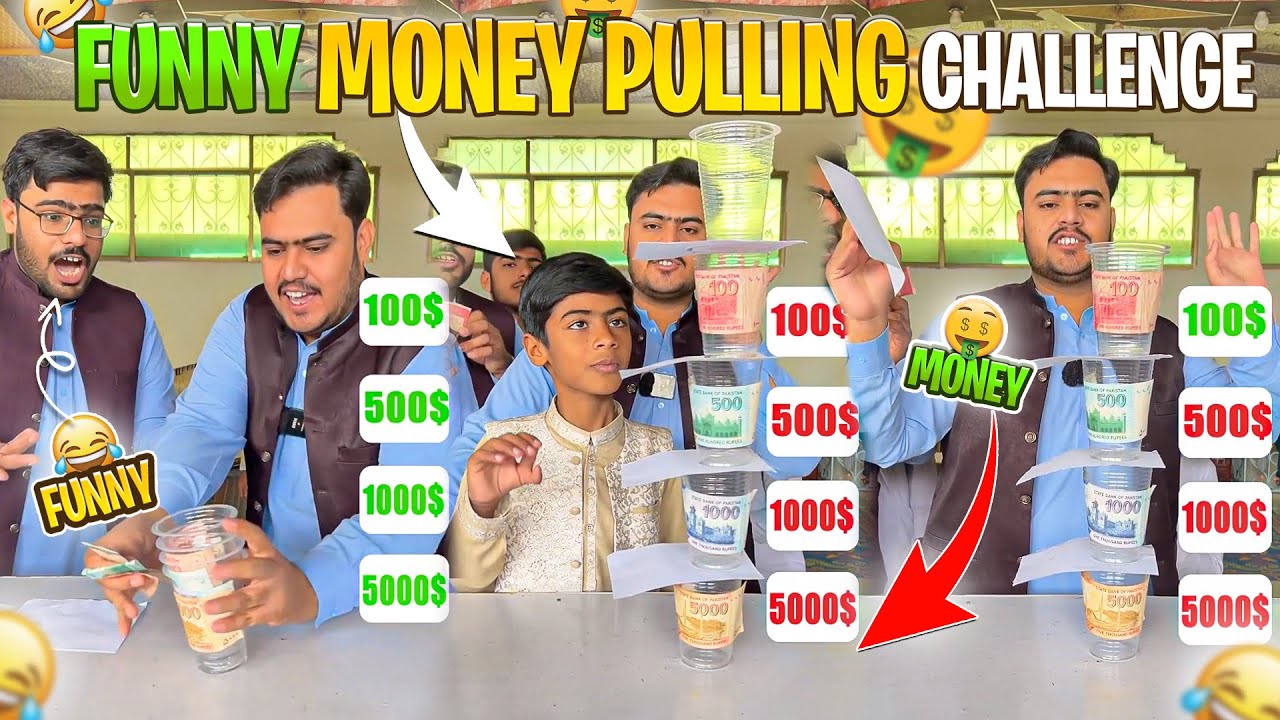 Funny money pulling challenge - YouTube