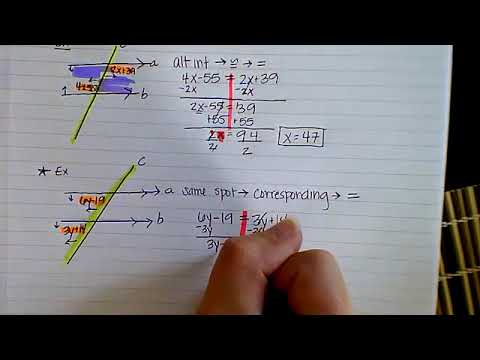 Parallel Lines Cut By Transversal Solving - YouTube