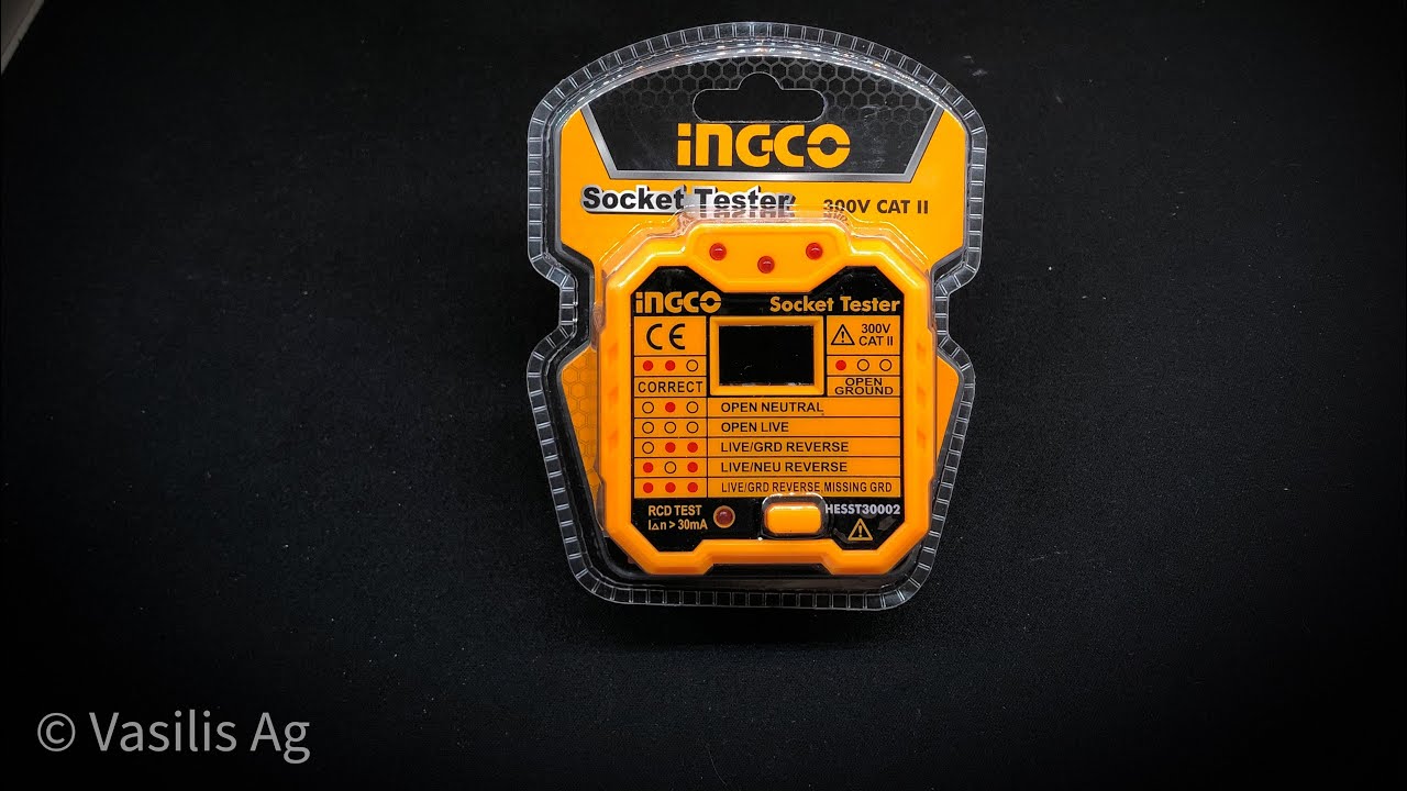 Ingco Socket tester ελεγκτής πριζας - YouTube