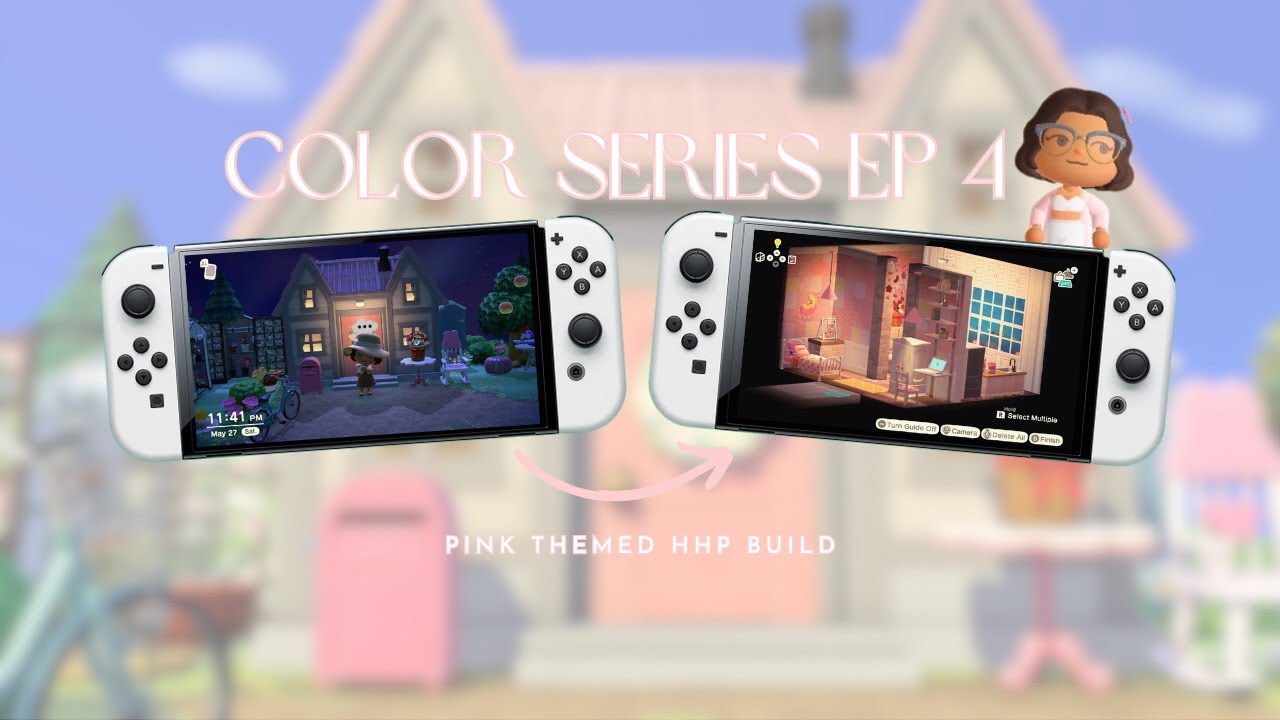 acnh color series ep 004 | pink themed hhp build + shooting stars - YouTube