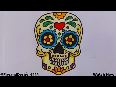 How to draw dia de los muertos skull aka sugar skull - YouTube