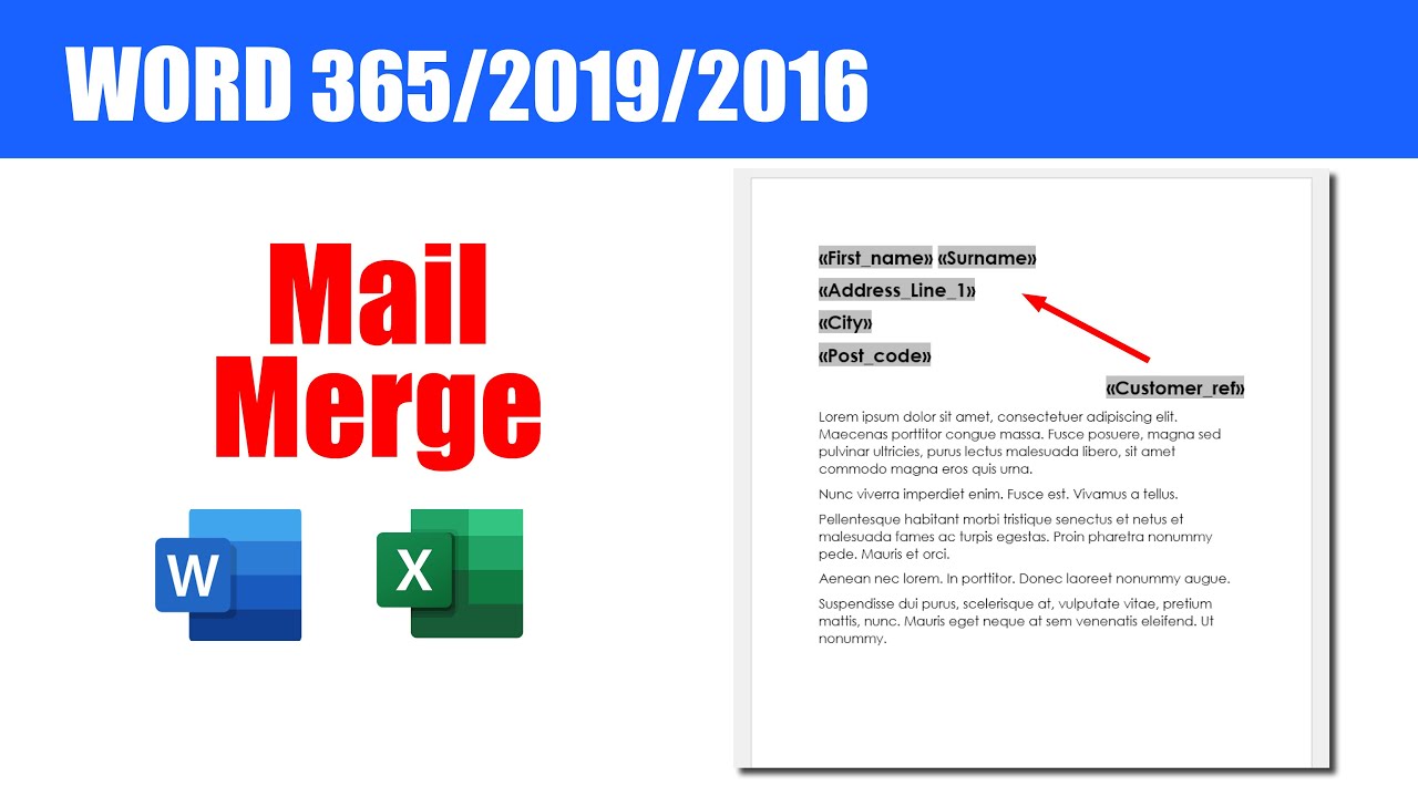 How to create a MAIL MERGE in Word using an Excel spreadsheet - YouTube