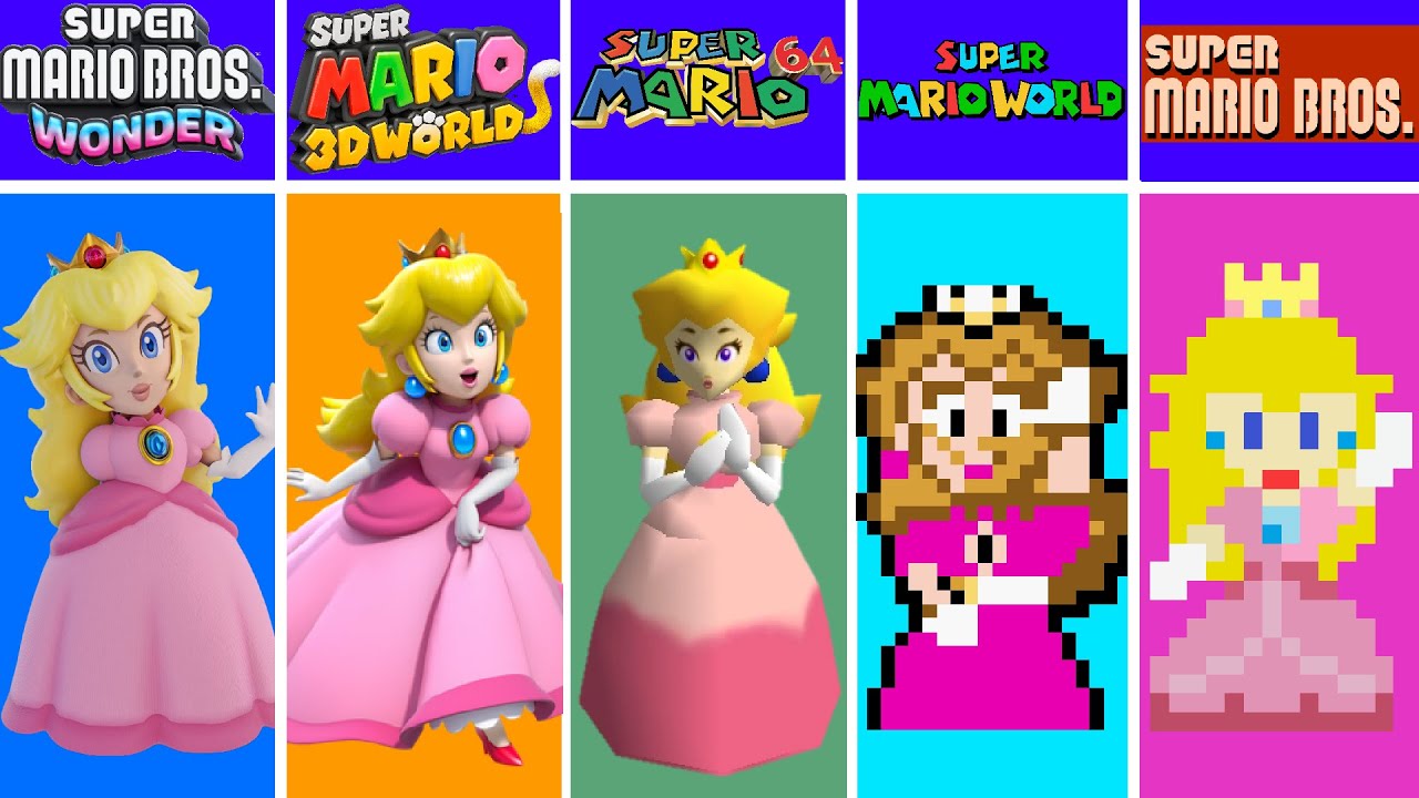Evolution reversed of Playable Princess Peach in Super Mario Games And ...
