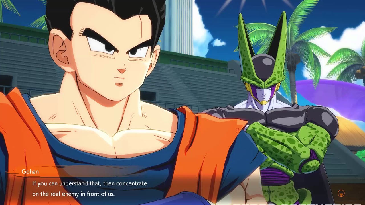 Dragon Ball FighterZ - Cell Meets Adult Gohan & Roasts Him - YouTube