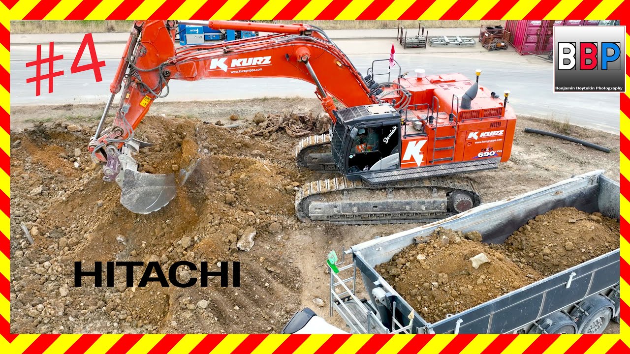 Hitachi ZX690-6 & MAN Tipper Trailer Trucks, Oberkochen, Germany, 16.08 ...