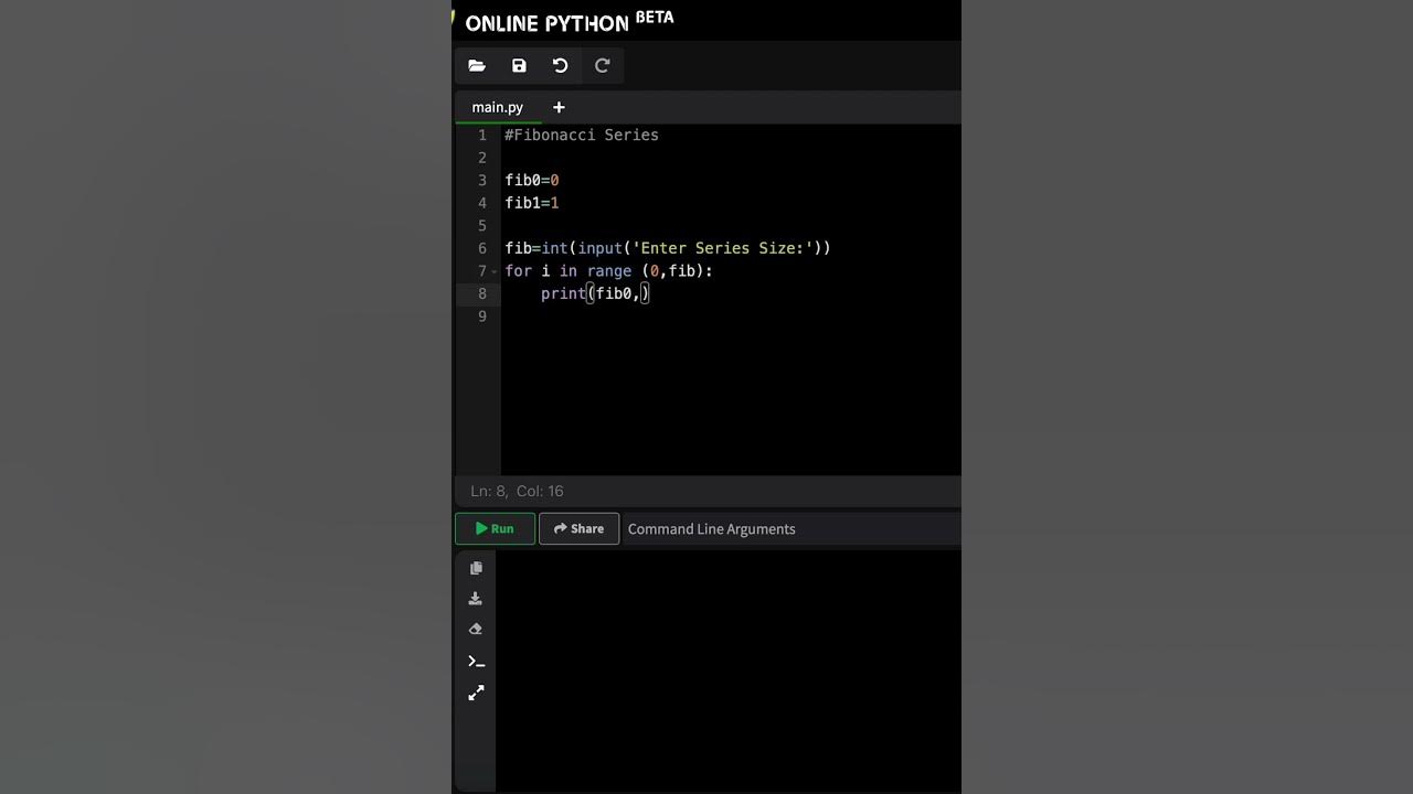 Fibonacci Series Python Python Programming Pythonprogramming Coding Shorts Youtube