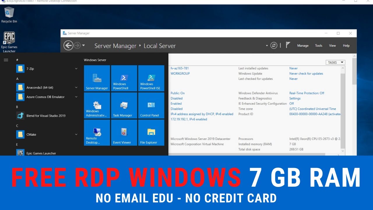 CARA MEMBUAT RDP WINDOWS SERVER GRATIS FULL ADMIN - YouTube