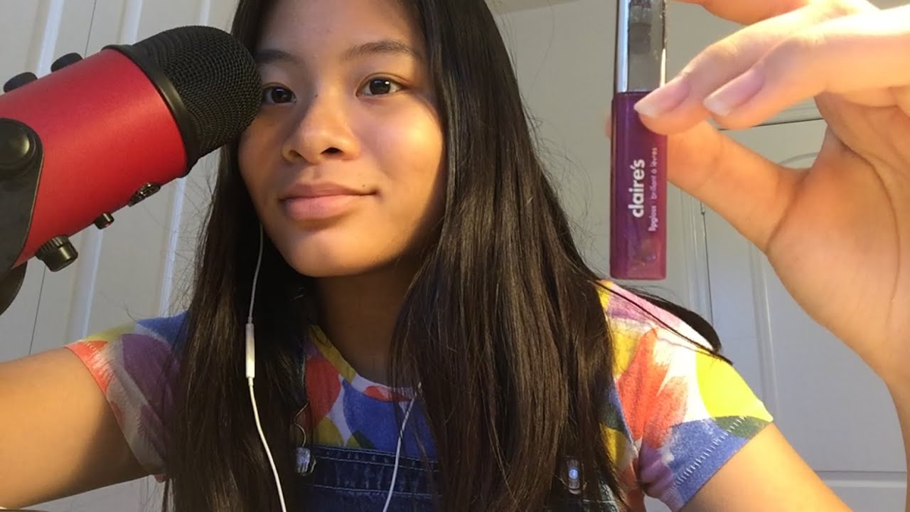 ASMR Putting Purple Lipgloss on You - YouTube