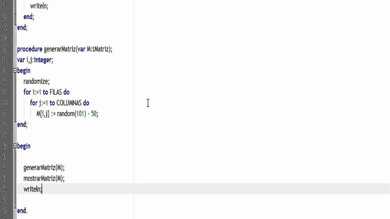 Programación en Pascal - Ejercicio Matriz | TutorialesNET - YouTube