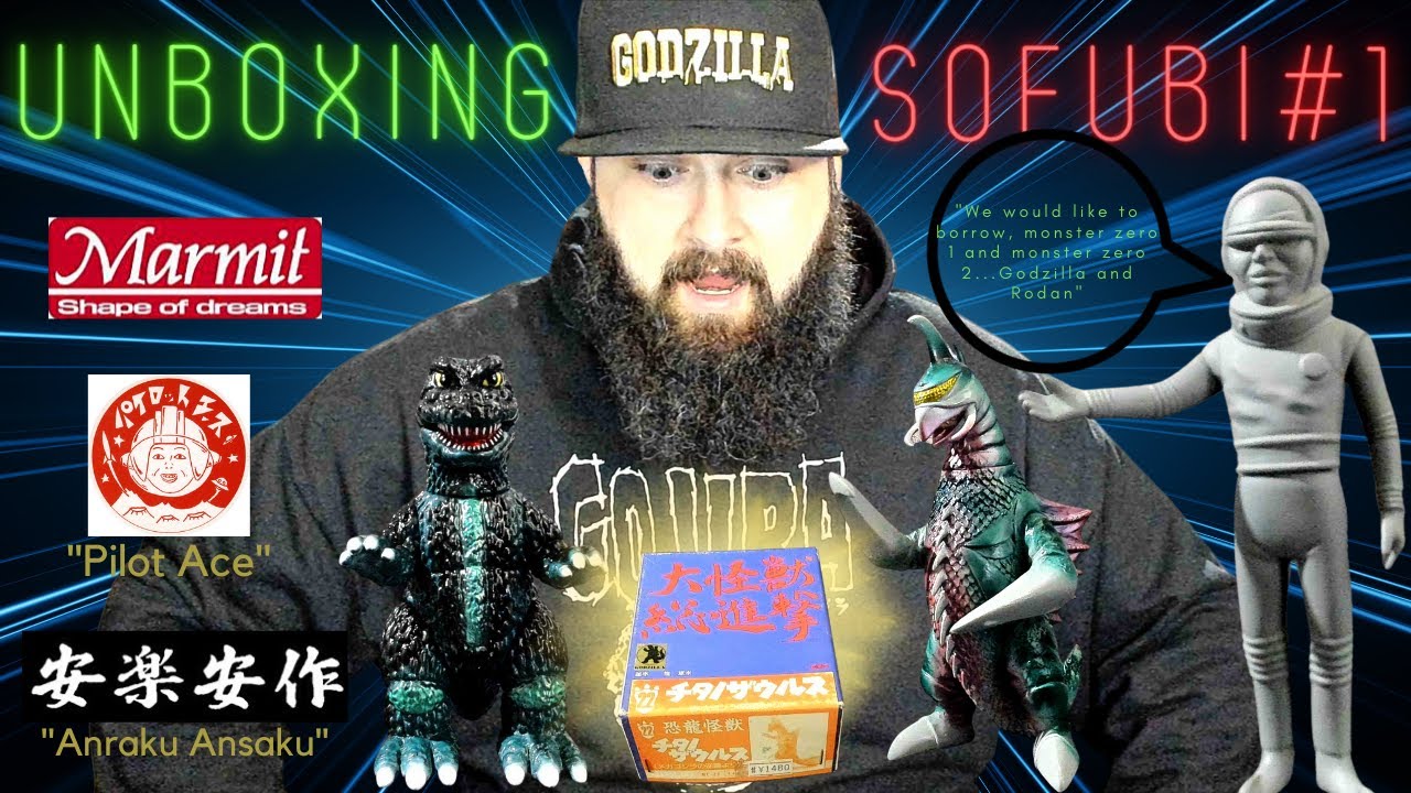 Unboxing Sofubi #1 (Pilot Ace Gigan/Anraku Ansaku Godzilla 1968/WAVE Titano kit/Marmit ...
