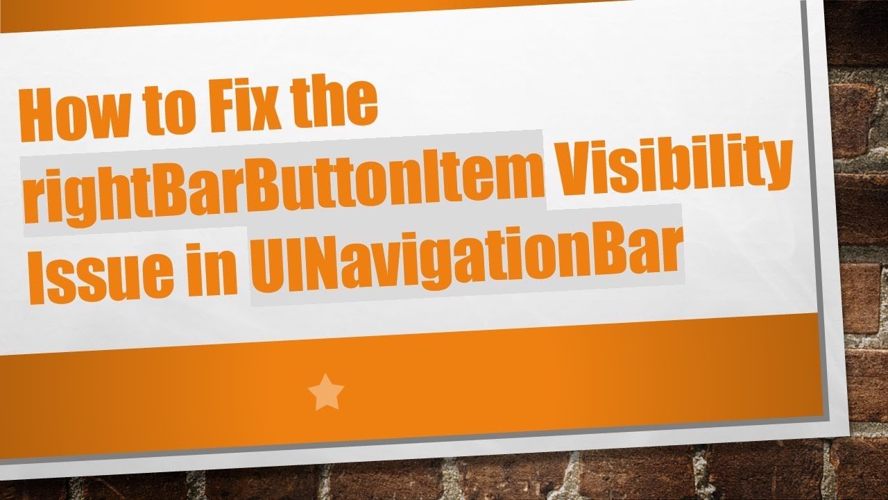 How to Fix the rightBarButtonItem Visibility Issue in UINavigationBar - YouTube