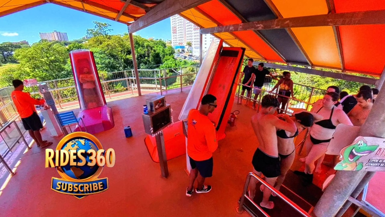 VR 360° the legendary Purple Capsule Slide with LOOPING at Thermas dos ...