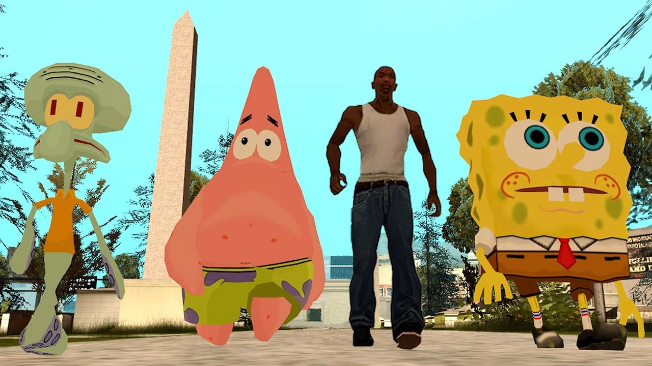GTA San Andreas Spongebob mod (with shrek) - YouTube