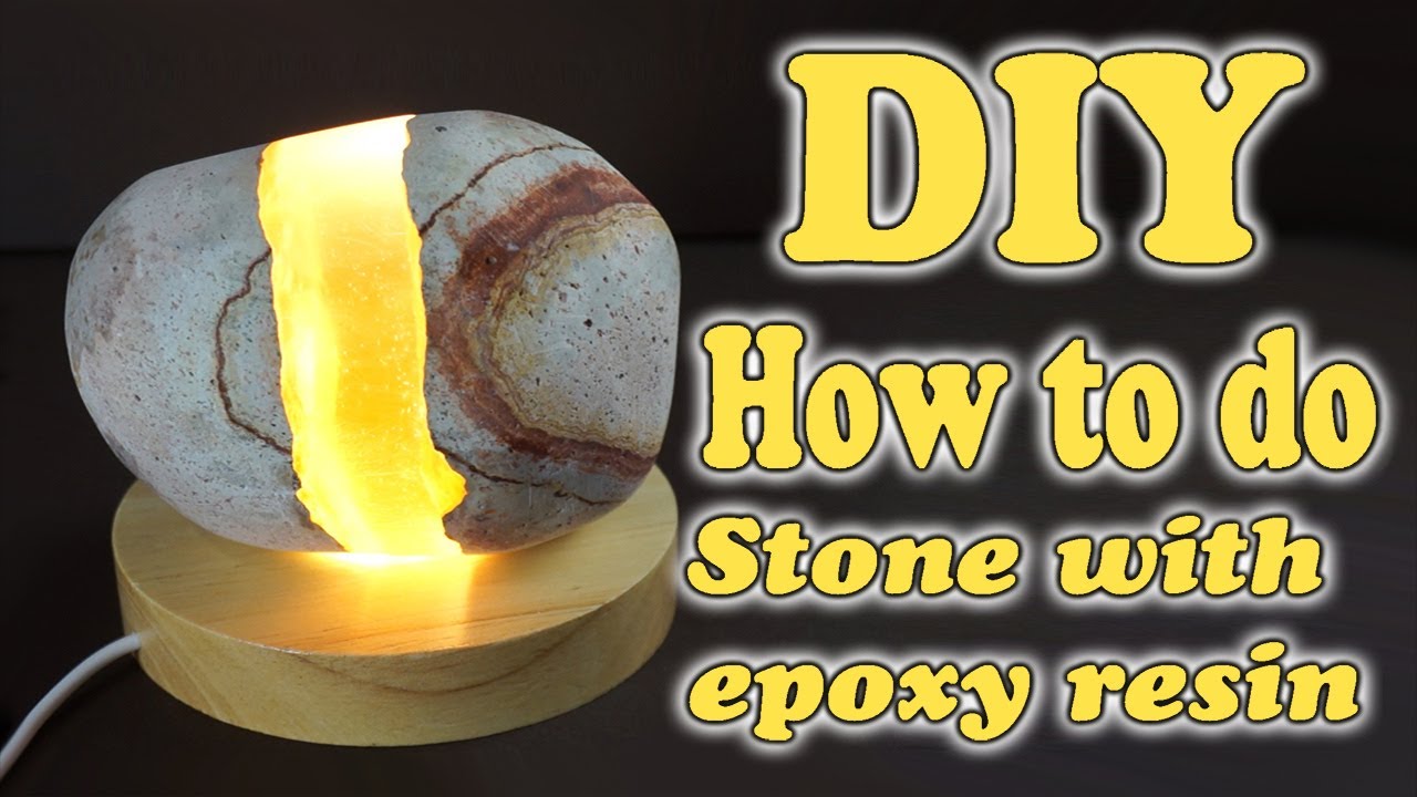 How to make a lamp of stone. Golden stone with epoxy. DIY. Epoxy stone ...