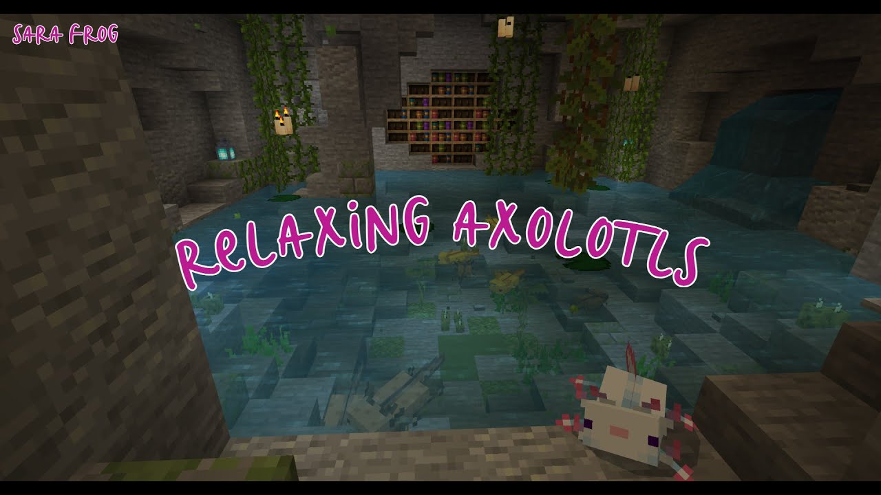1 HOUR MINECRAFT scenery for RELAXATION or STUDYING axolotl cave ...