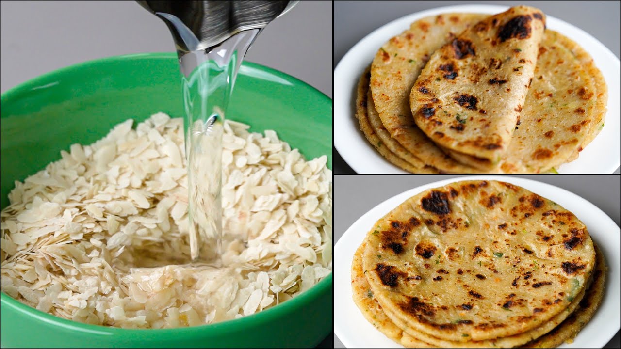 Poha Paratha Recipe | Poha Breakfast | Poha Aloo Paratha | Flatten Rice ...