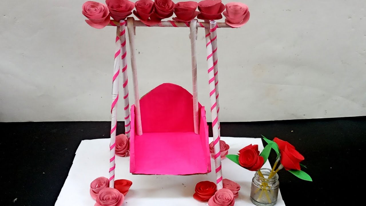 How to make a paper swing /DIY miniature swing Making at home /paper ...