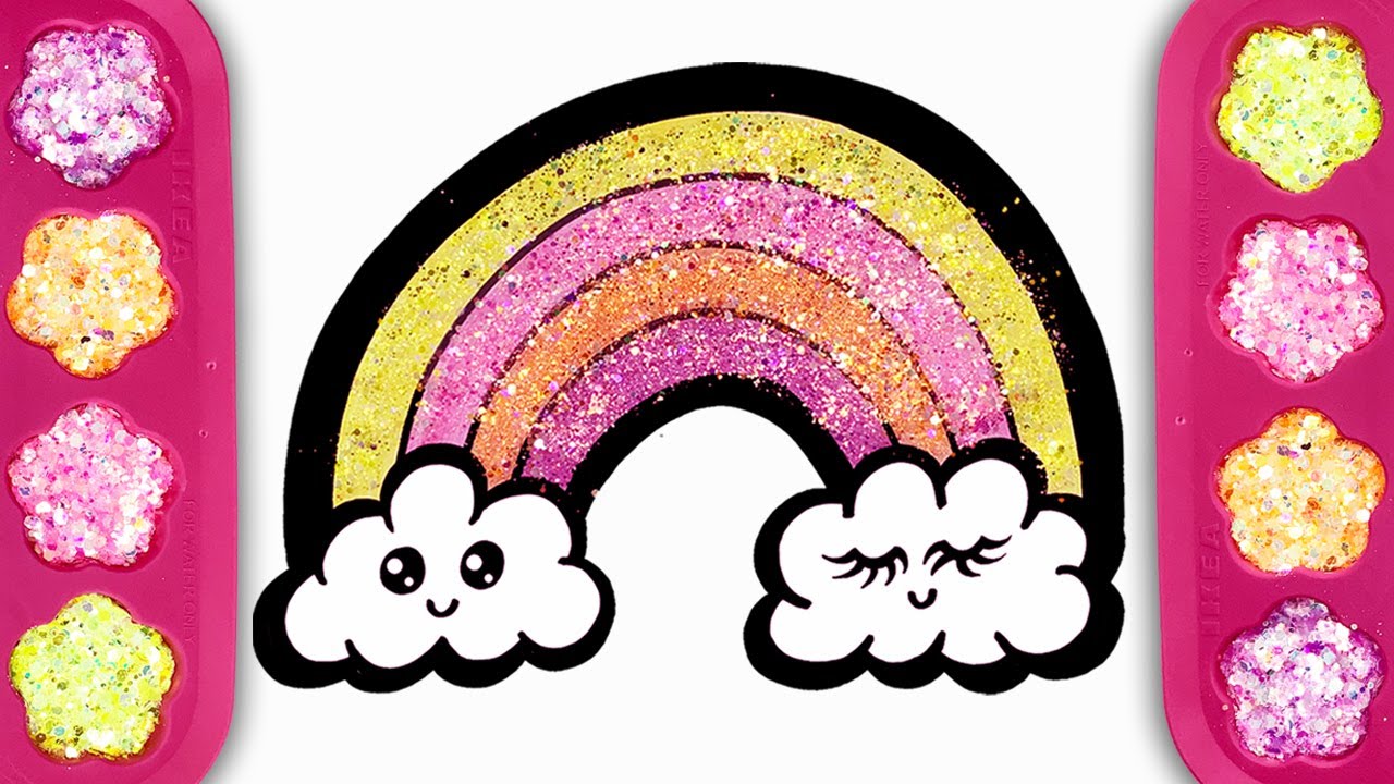 Draw & Color Glitter Rainbow Drawing & Coloring for Kids & Toddlers ...