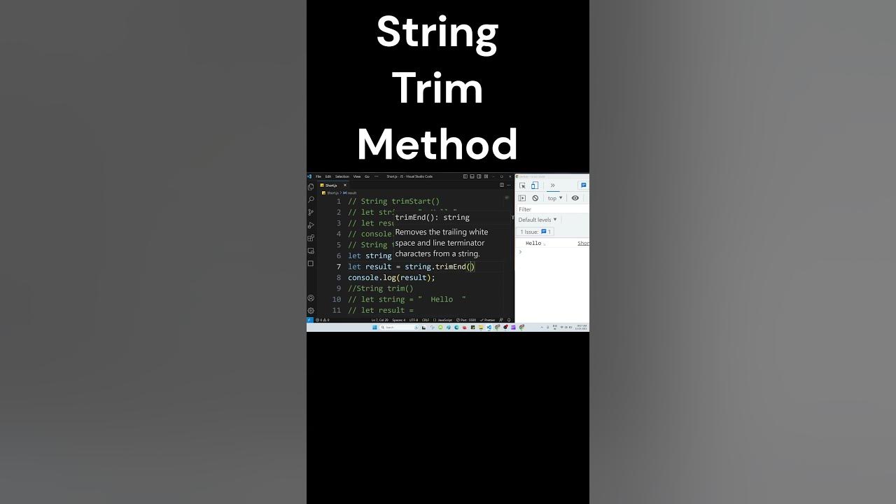 String Trim Method In Javascript Youtube