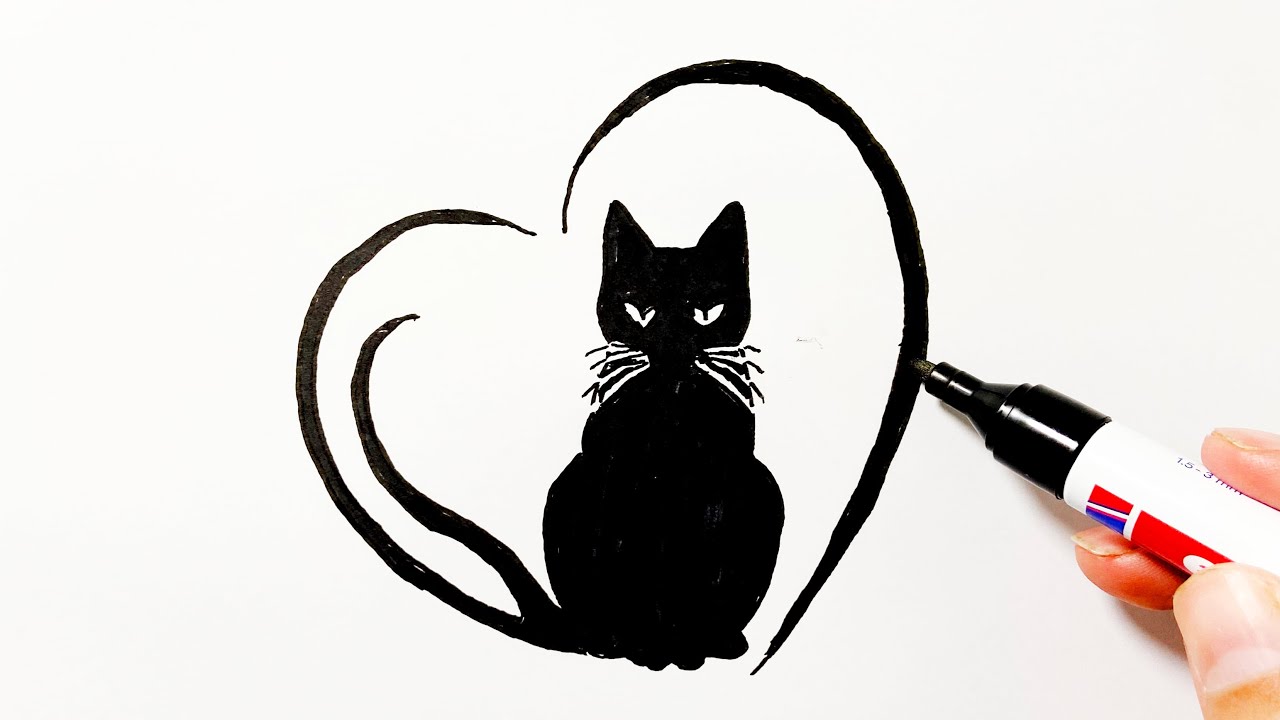 How to Draw a Cat Heart - YouTube